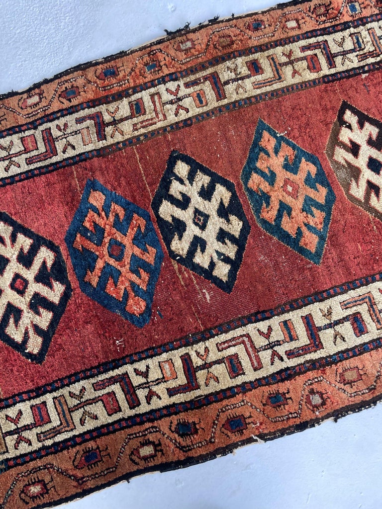 Antique Kurdish-Kazak Geometric Motifs Runner, circa 1920's For Sale at ...