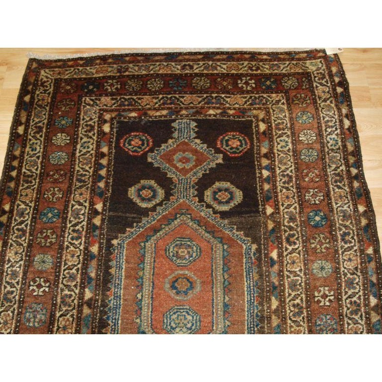 Antique Kurdish Long Rug with Linked Medallion Design For Sale at 1stDibs