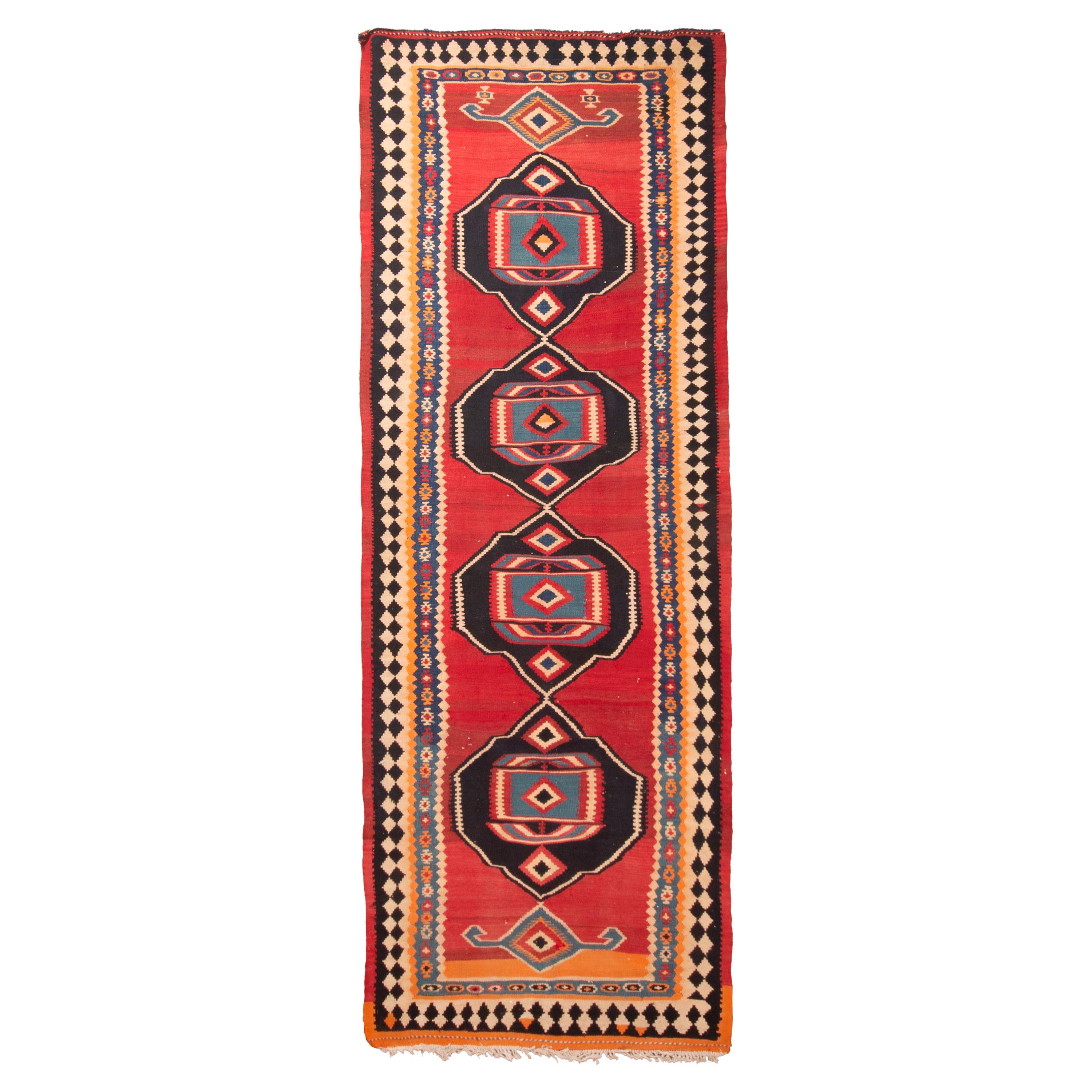 Antique Kurdish Rug of Persian Origin with Black and Yellow Tribal ...
