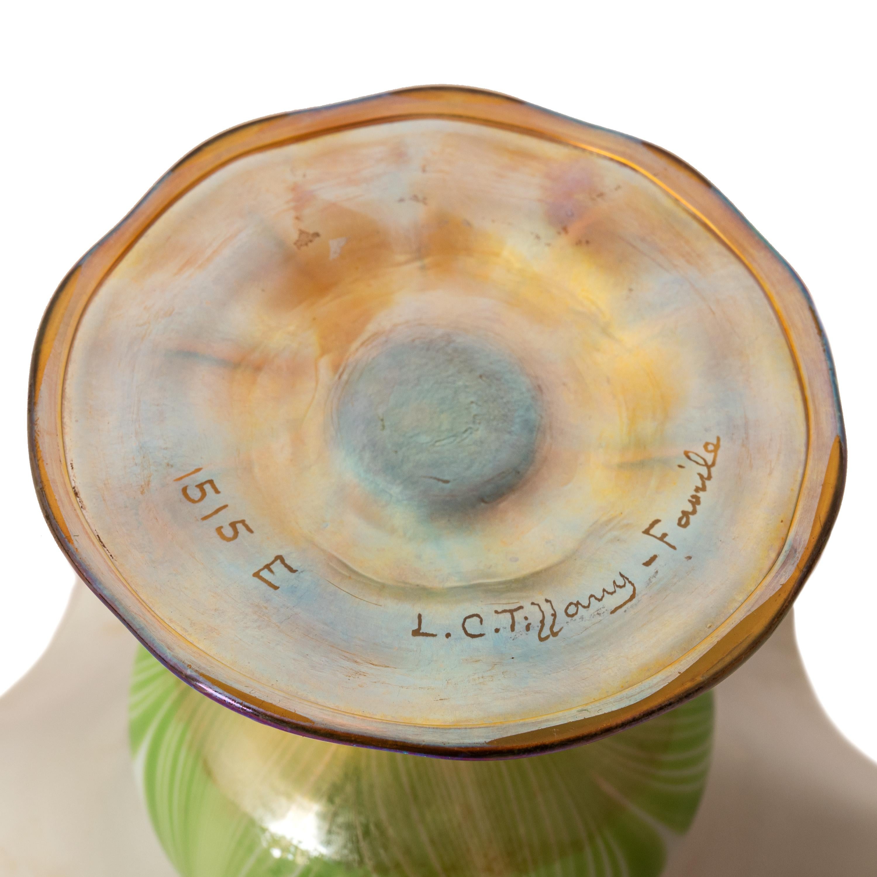 Antique L. C. Tiffany Favrile Large Floriform Feathered Iridescent ...