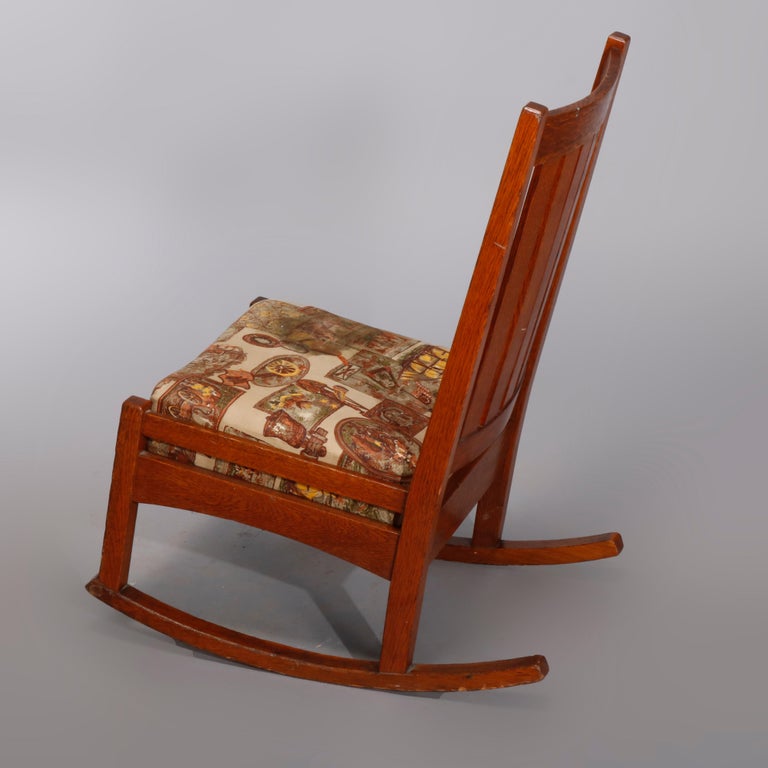 Antique L and J G Stickley Arts and Crafts Mission Oak Sewing Rocker ...
