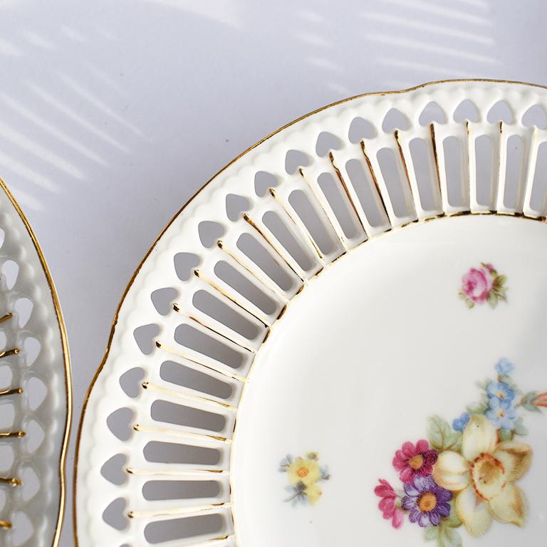Antique Lace Edge Pierced Heart Floral Reticulated Plates Germany Set ...