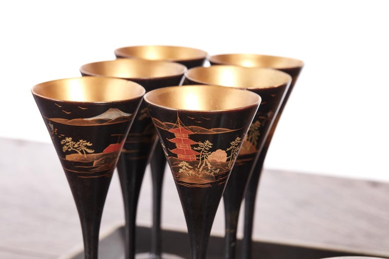 Antique Lacquered Art-Deco Cocktail Set at 1stDibs