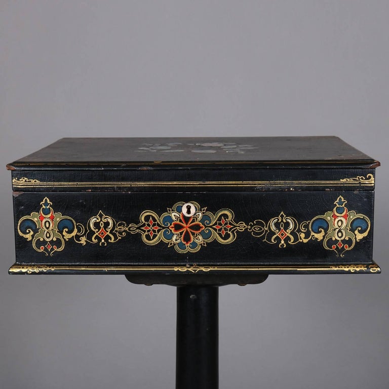 Antique Lacquered Hand-Painted and Mother-of-Pearl Inlaid Paper Mache ...