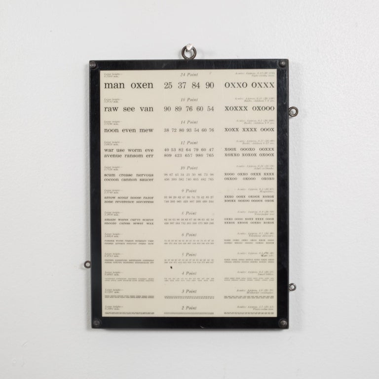 Antique Lacquered Near Vision Eye Test Chart, circa 1935 at 1stDibs