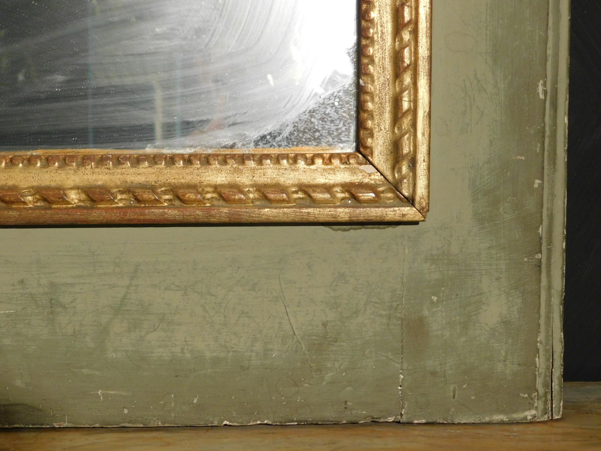 Antique Lacquered Wood Mirror with Painting, Goldened, Early 1800s ...