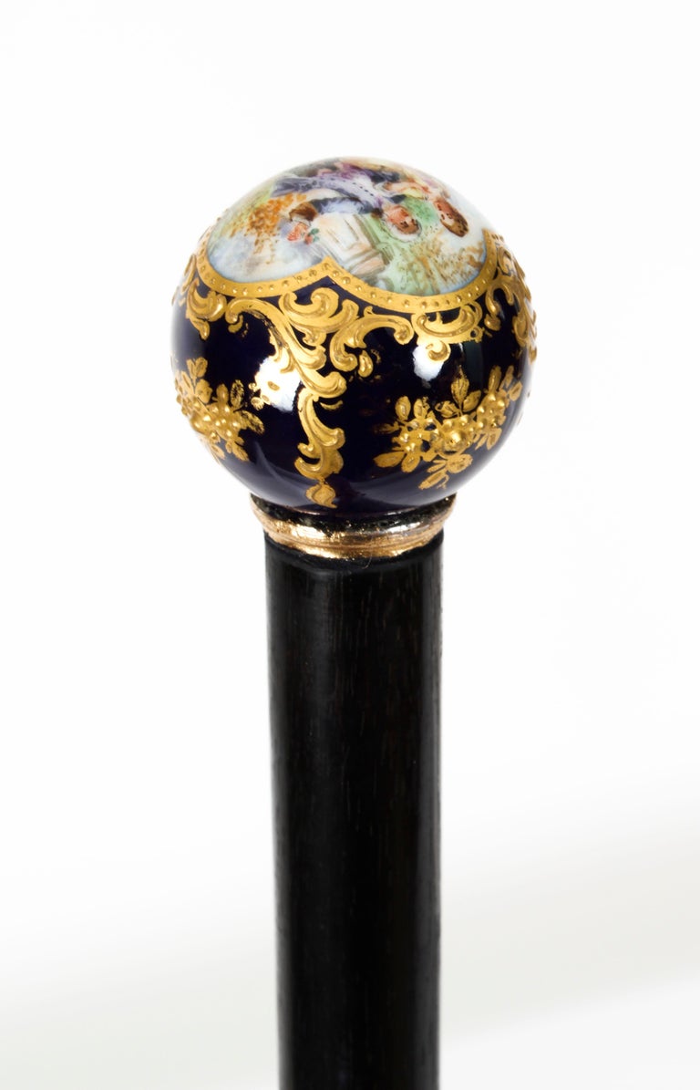 Antique Ladies Walking Cane Stick with Sevres Porcelain Handle 19th C ...