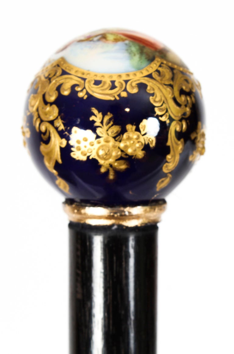 Antique Ladies Walking Cane Stick with Sevres Porcelain Handle 19th C ...