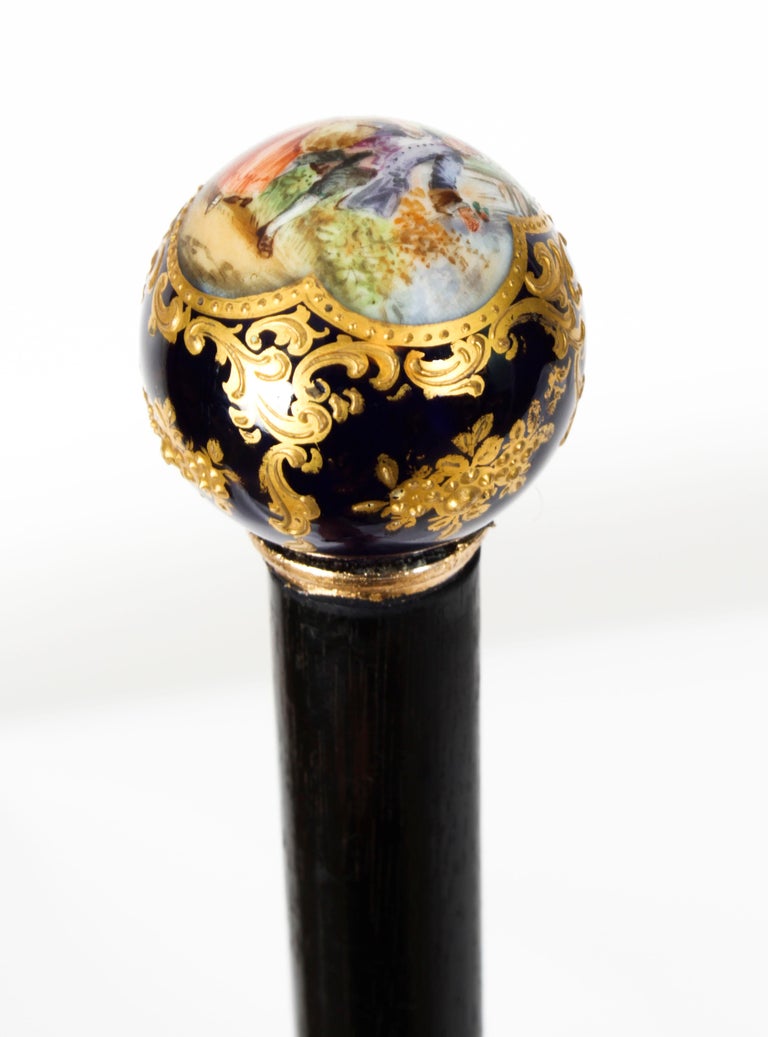 Antique Ladies Walking Cane Stick with Sevres Porcelain Handle 19th C ...