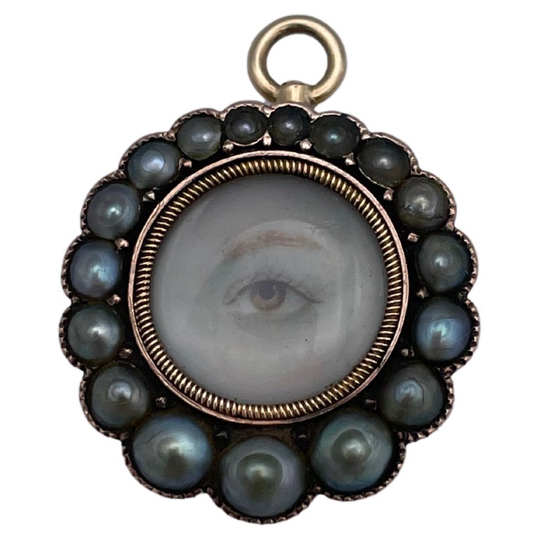 Antique Lady's Eye Miniature Gold Pendant at 1stDibs
