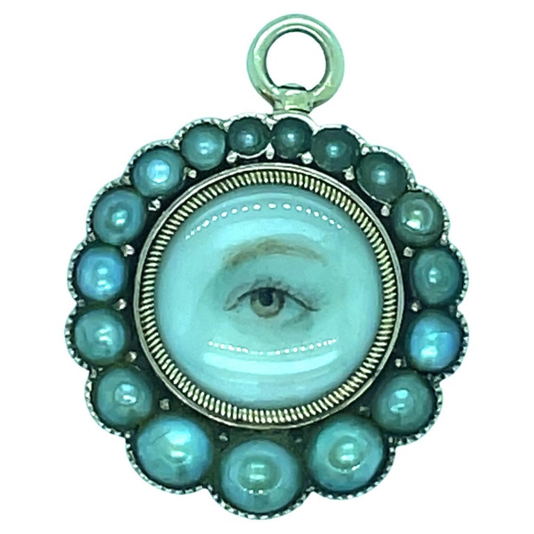 Antique Lady's Eye Miniature Gold Pendant at 1stDibs