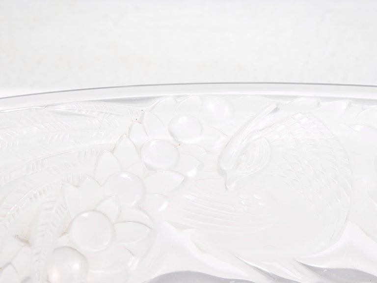 Antique Lalique Art Glass 'Faisans' Oval Bowl with Wide Rim Decor For ...