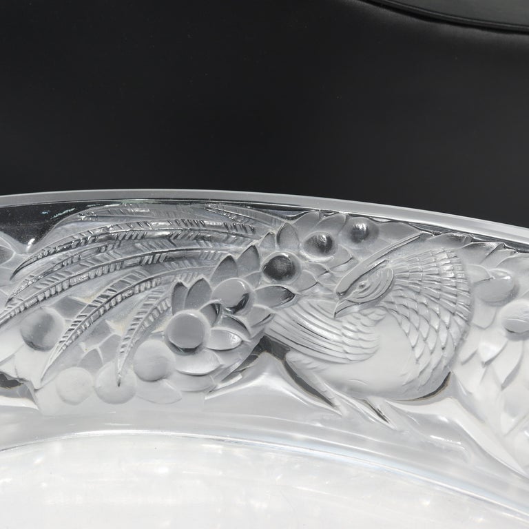 Antique Lalique Art Glass 'Faisans' Oval Bowl with Wide Rim Decor For ...