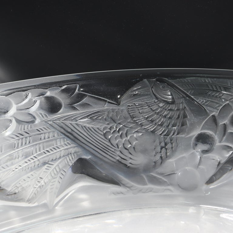 Antique Lalique Art Glass 'Faisans' Oval Bowl with Wide Rim Decor For ...