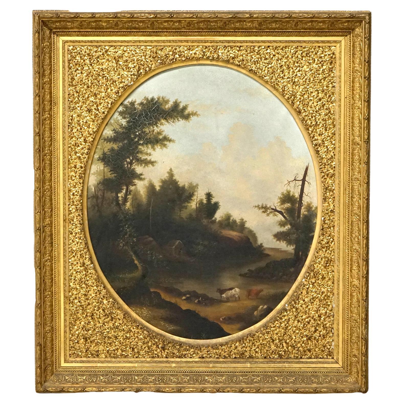 Emil van Marcke French Antique Painting of Cows, "In Green Pasture" at ...