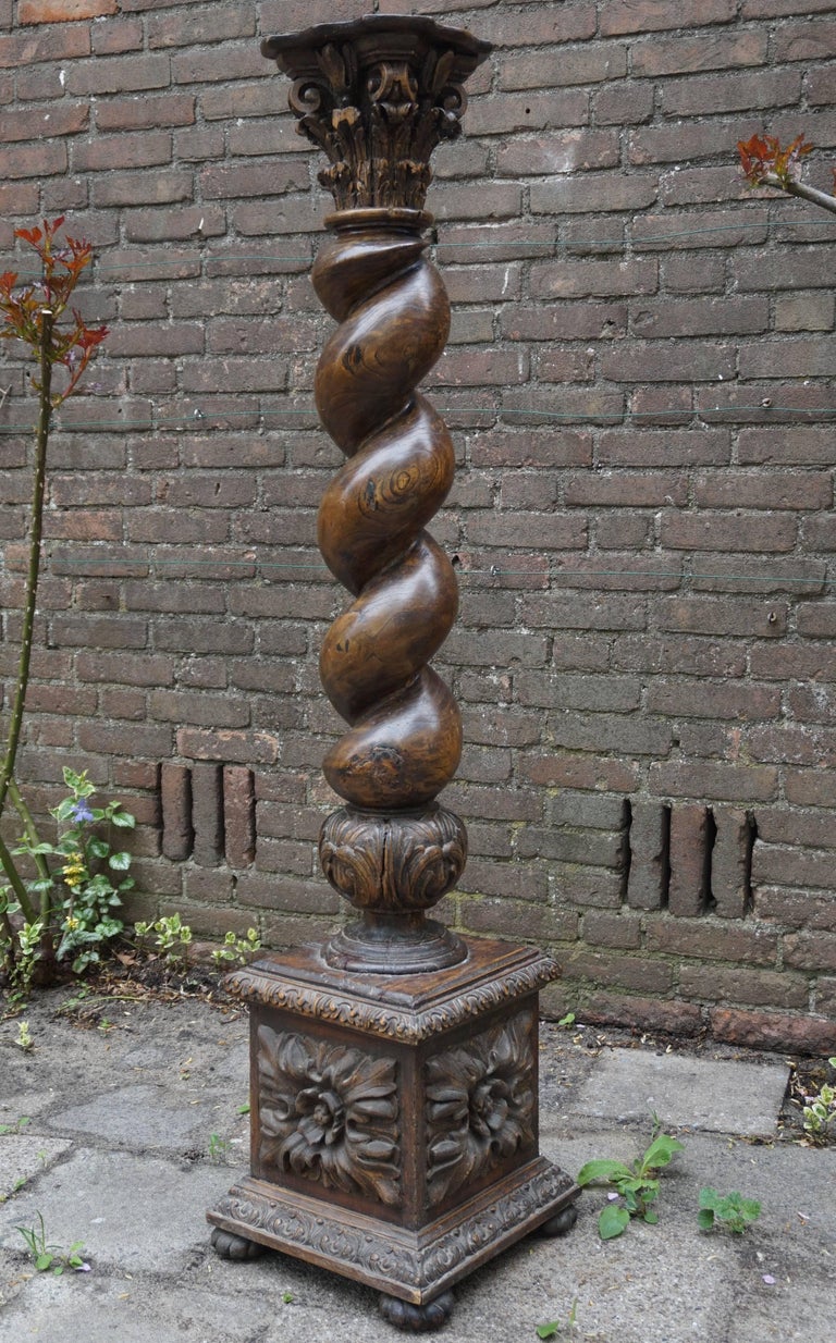 Antique Large and Hand-Carved Mid-19th Century Baroque Pedestal ...