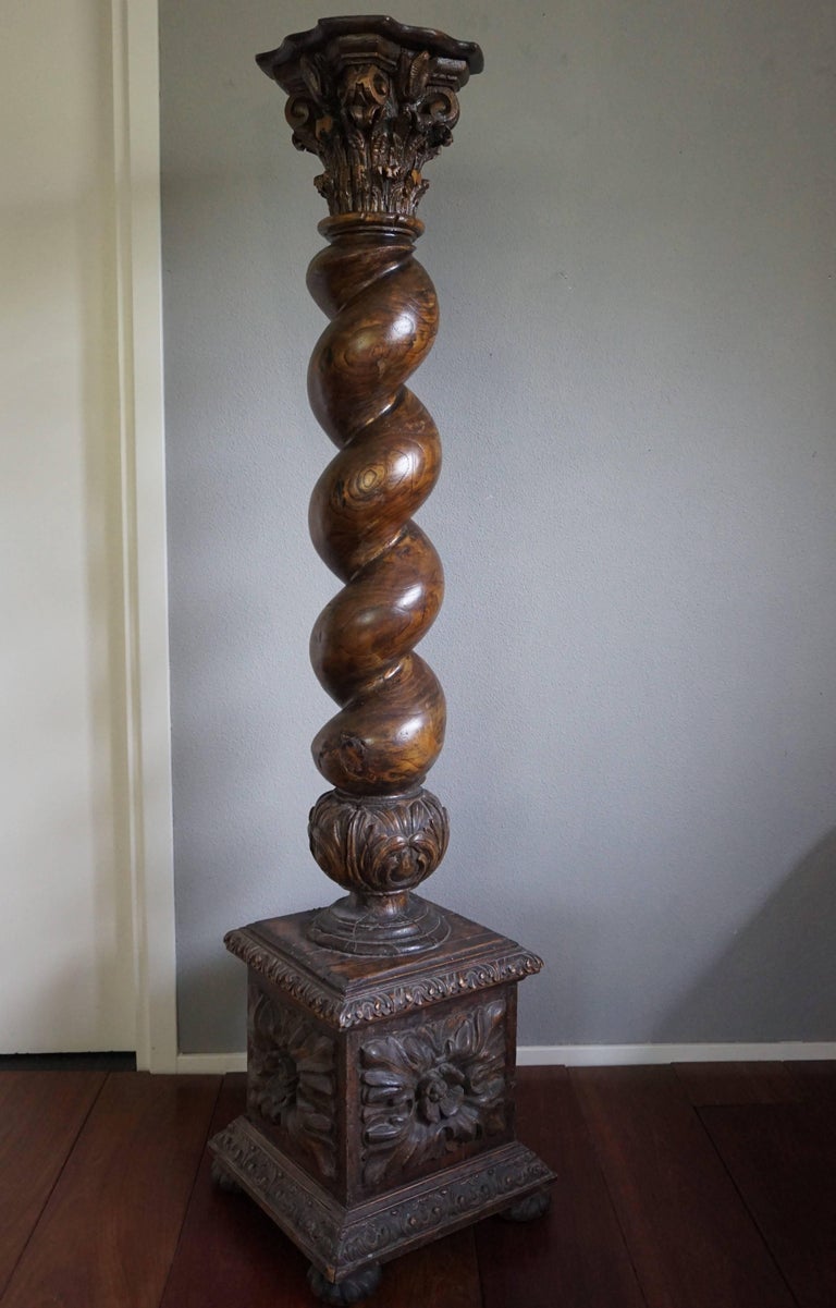 Antique Large and Hand-Carved Mid-19th Century Baroque Pedestal ...