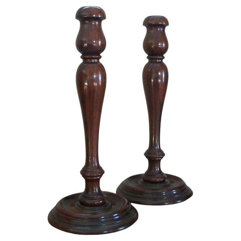 Antique Large Pair of Mahogany Candlesticks - Rich Patina - U.S.A., C ...