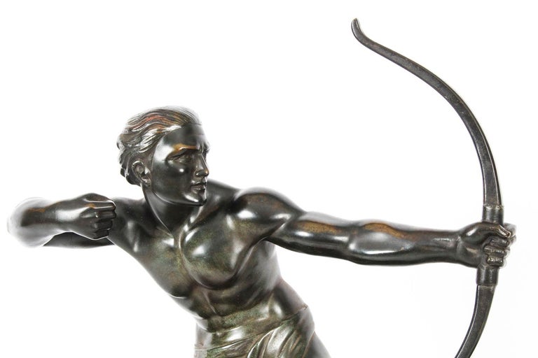 Antique Art Deco Bronze Figure of an Archer by Salvatore Melani, 1920s ...