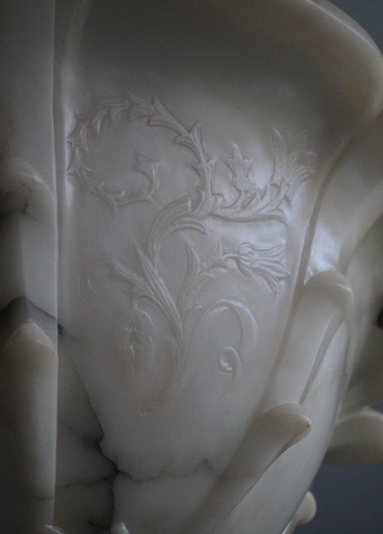 Antique Large Belle Époque or Arts and Crafts Hand Carved Alabaster ...