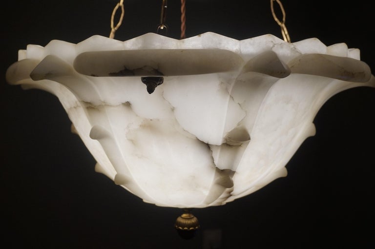 Antique Large Belle Époque or Arts and Crafts Hand Carved Alabaster ...