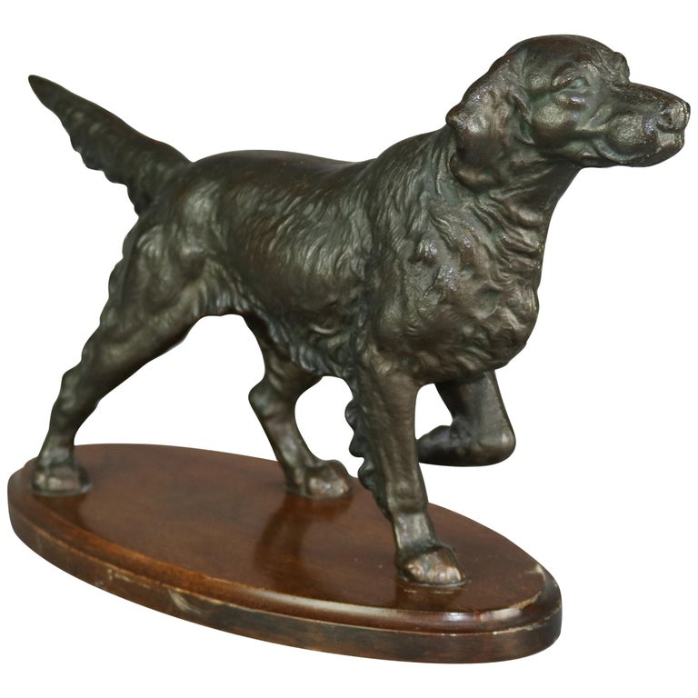 Antique Large Bronze Irish Setter Sculpture On Mahogany Base, Circa ...