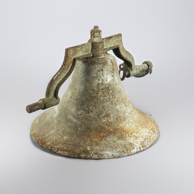 Antique Large Cast Iron School House Bell and Swing Cradle, circa 1890 ...