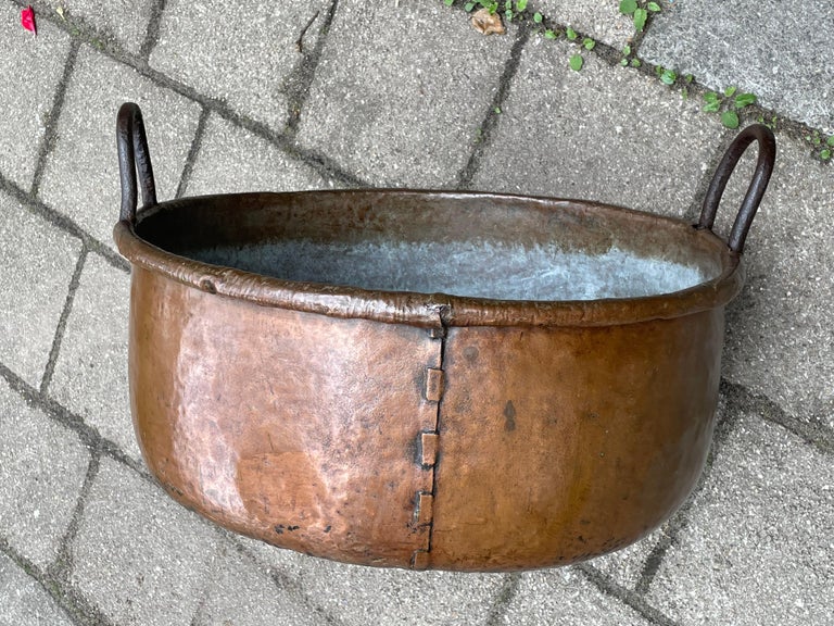 Antique, Large and Decorative Hand Hammered Copper and Forged Iron ...