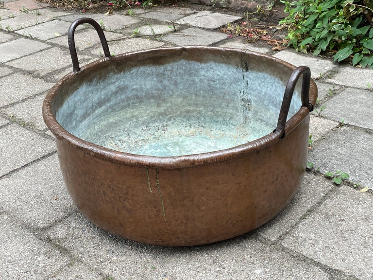 Antique, Large and Decorative Hand Hammered Copper and Forged Iron ...