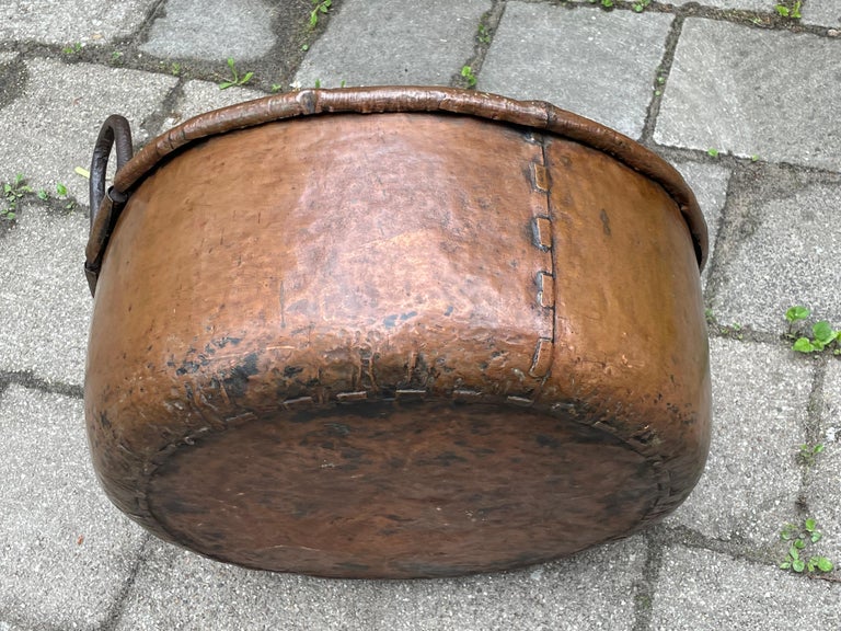 Antique, Large and Decorative Hand Hammered Copper and Forged Iron ...