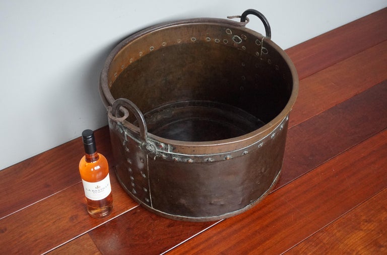 Antique, Large and Decorative Hand Hammered Copper and Forged Iron ...