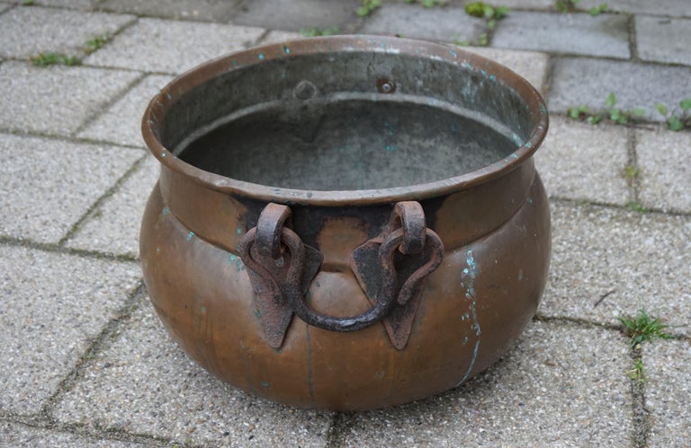 Antique, Large and Decorative Hand Hammered Copper and Wrought Iron ...