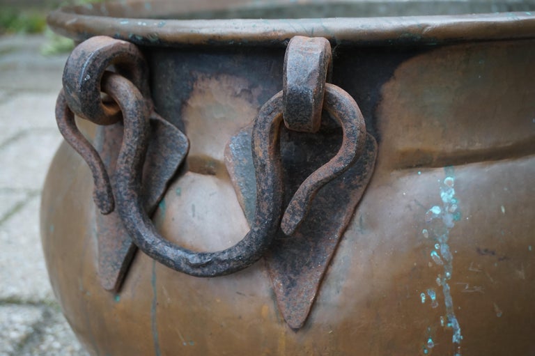 Antique, Large and Decorative Hand Hammered Copper and Wrought Iron ...