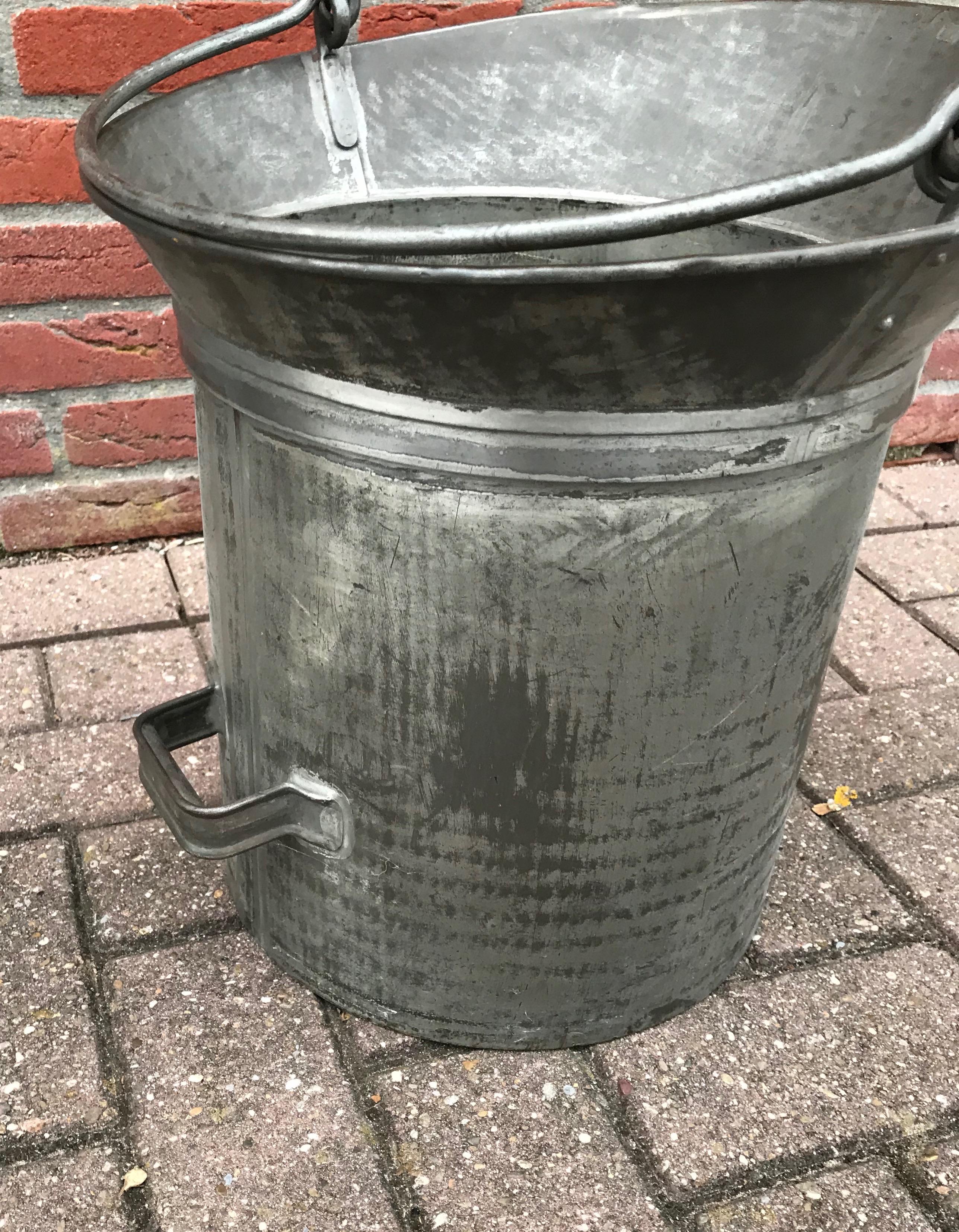 Antique, Large and Decorative Handcrafted Wrought Iron Firewood Bucket ...