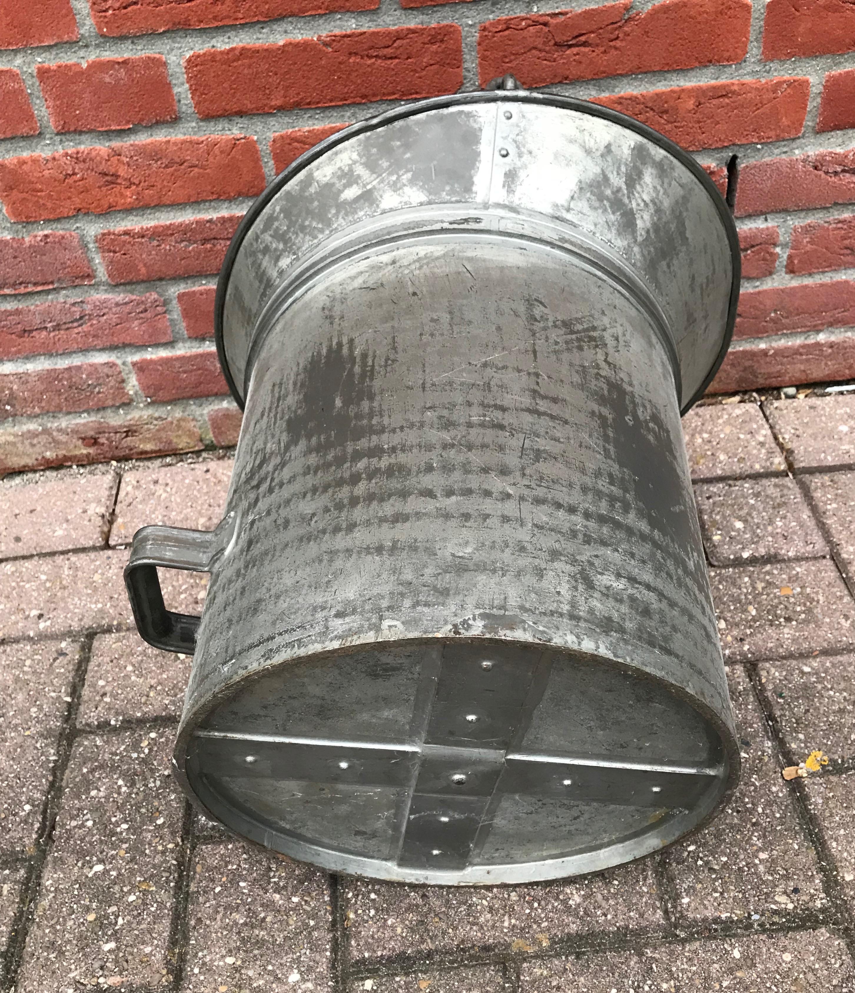 Antique, Large and Decorative Handcrafted Wrought Iron Firewood Bucket ...