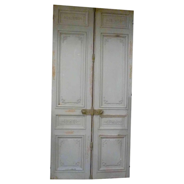 Antique Large Doble Wooden Interior Door in White Patina Color For Sale ...