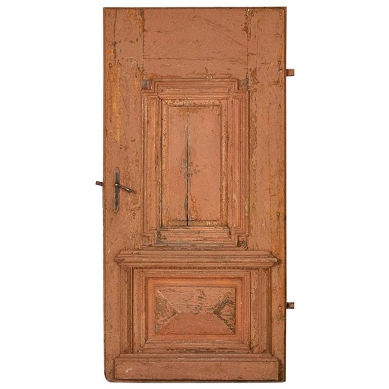 Antique Large Door with Heavy Paneling and Original Painted Finish at ...