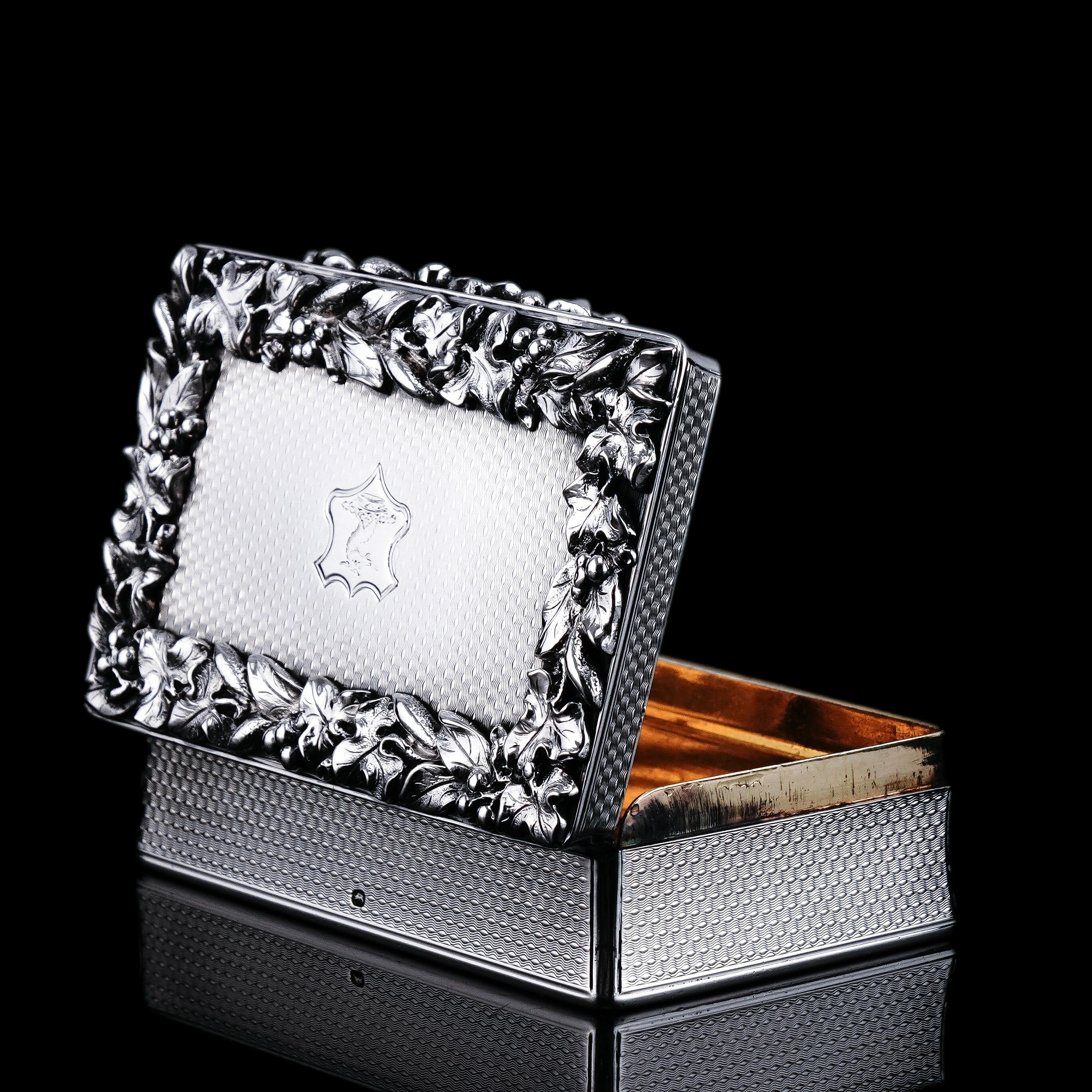 Antique Large Georgian Solid Silver Table Snuff Box Engine Turned and ...
