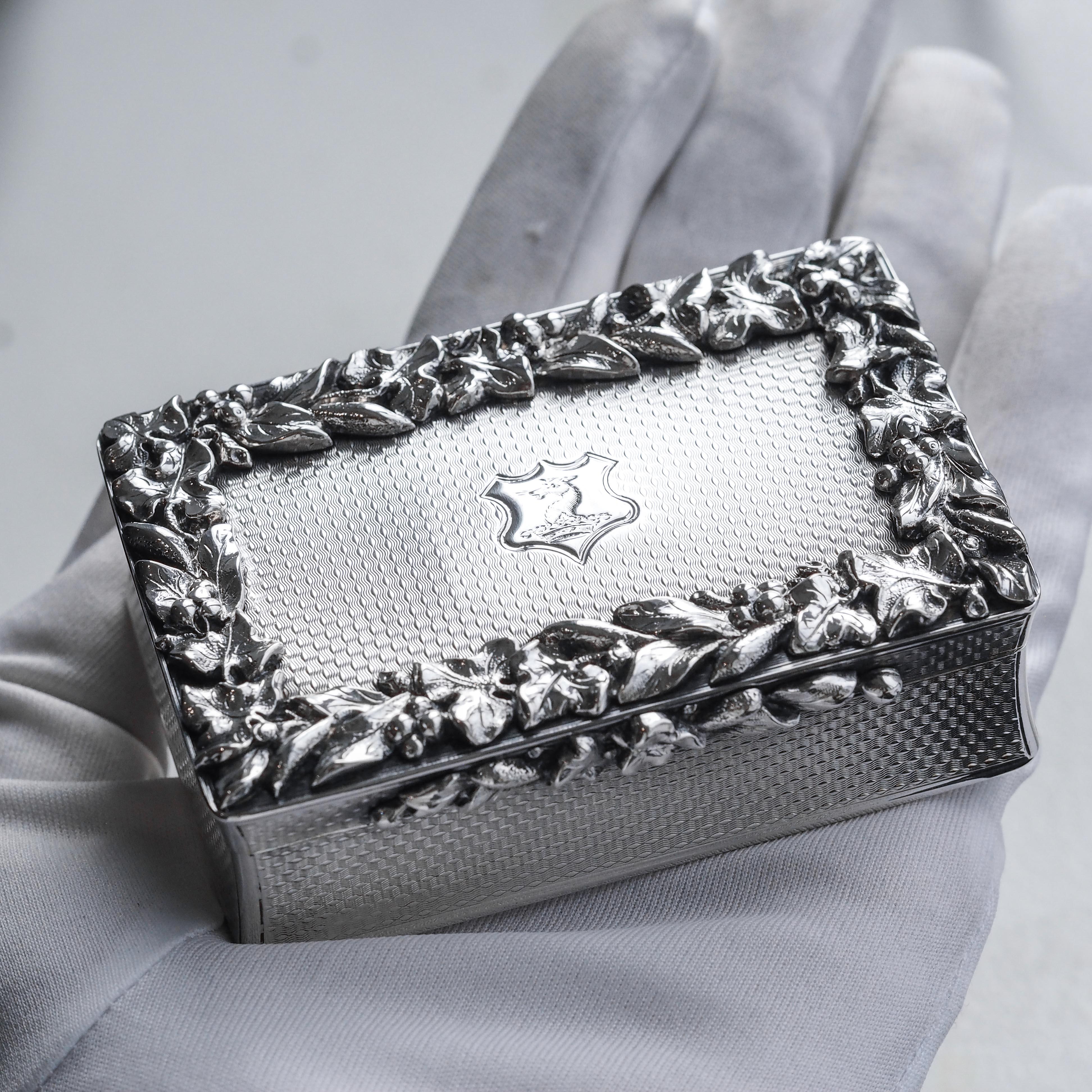 Antique Large Georgian Solid Silver Table Snuff Box Engine Turned and ...