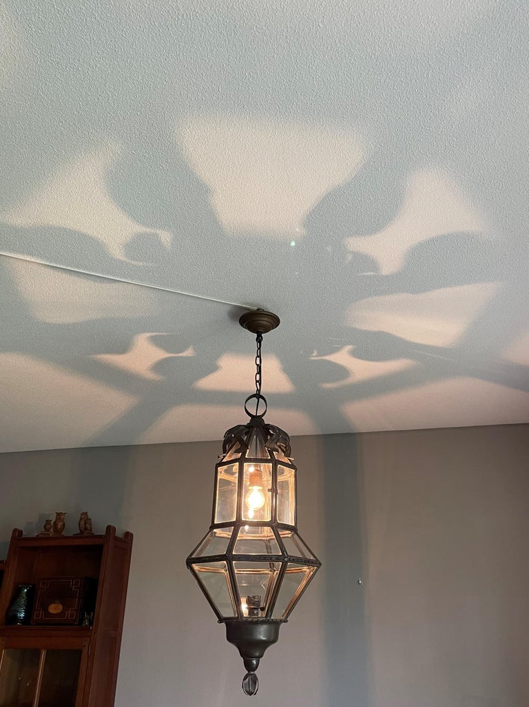 Antique Large Hand Crafted Brass and Glass Victorian Hall Lantern ...