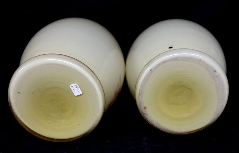 Antique large Hand Painted Bristol Glass Vases, Ric072 For Sale at 1stDibs