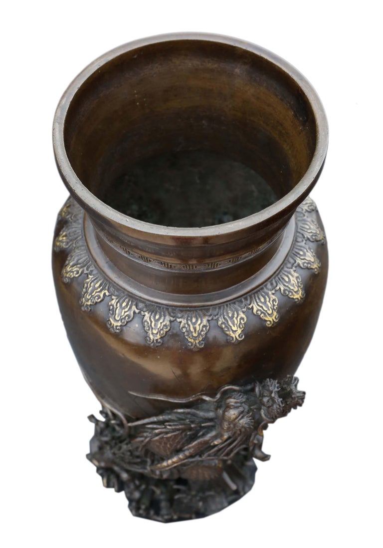 Antique Large Japanese 19th Century Meiji Period Bronze Vase Dragon at ...