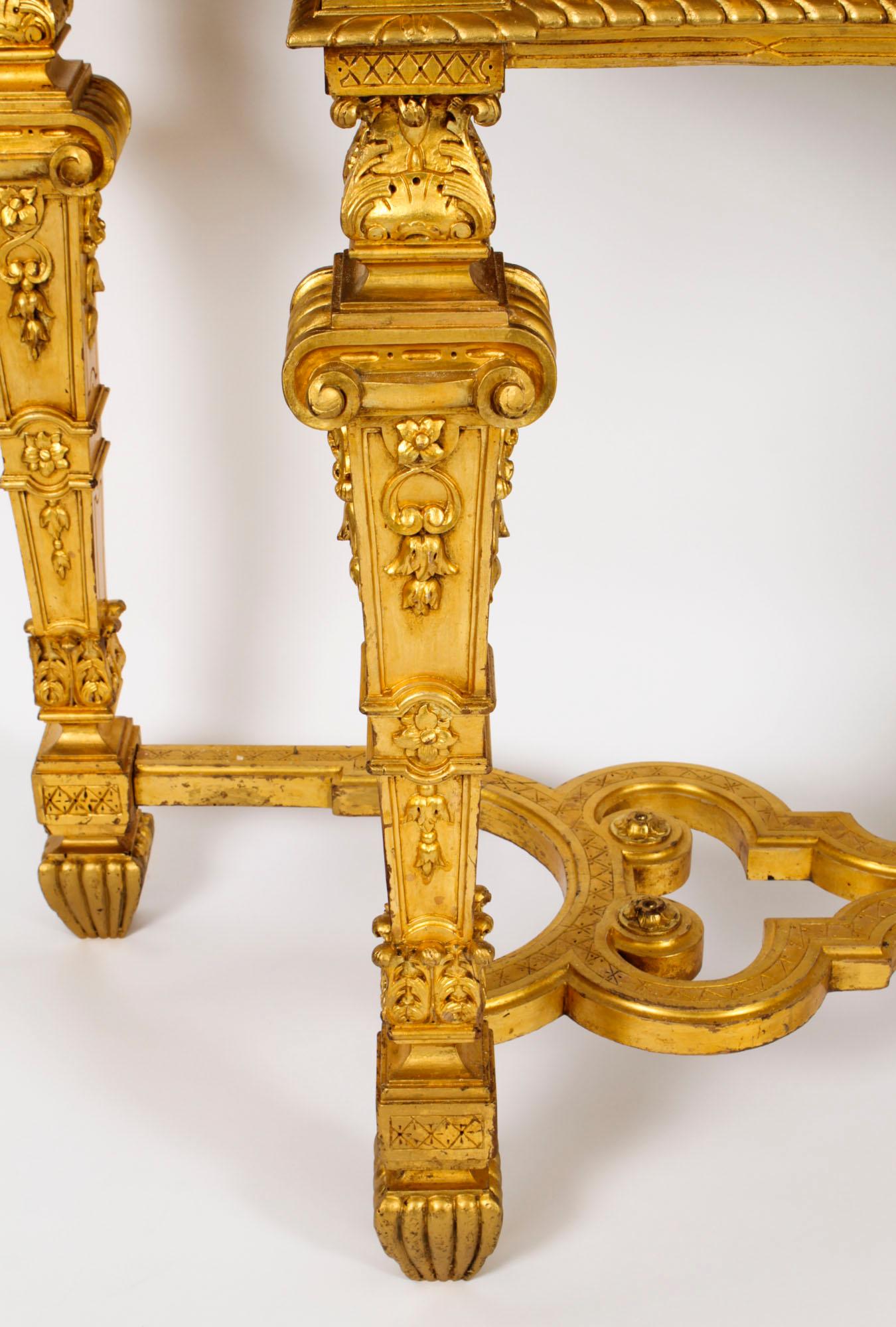 Antique Large Napoleon IIIl Carved Giltwood Console Pier Table 19th C ...