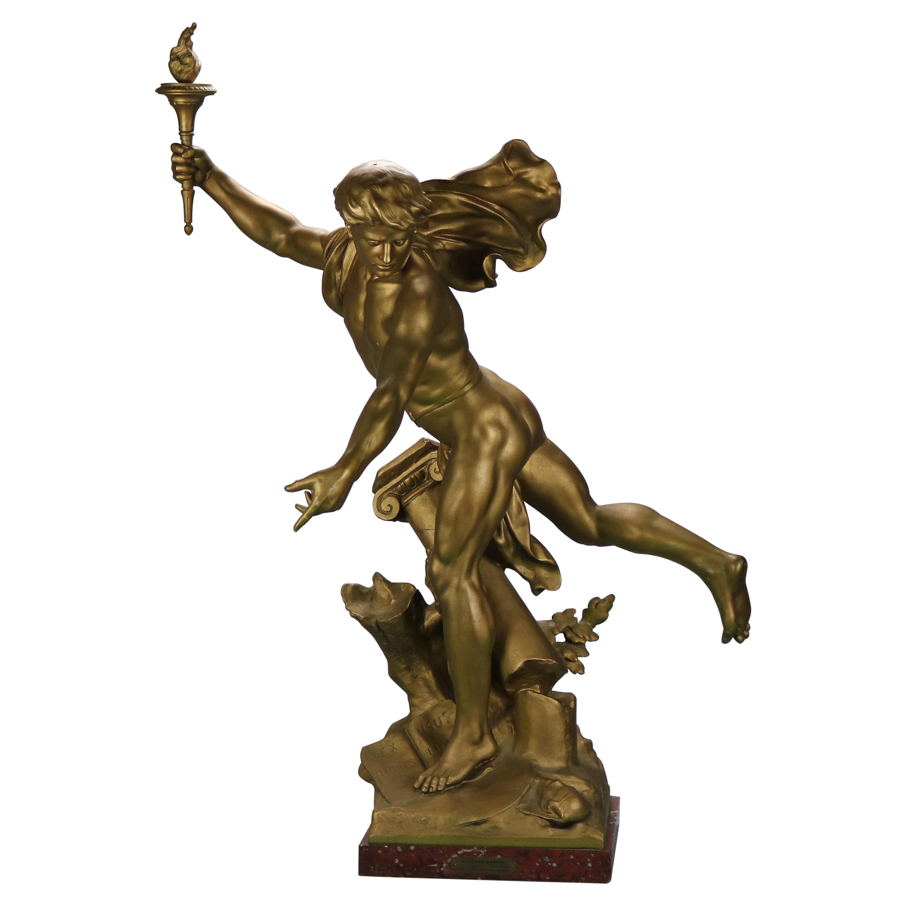 Antique Large Neoclassical Bronzed Sculpture of Apollo Signed Picault ...