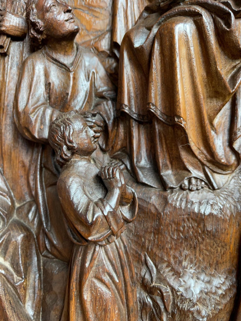 Antique Large Oak Panel Depicting Teachings of Jesus, Christ Sermon on ...