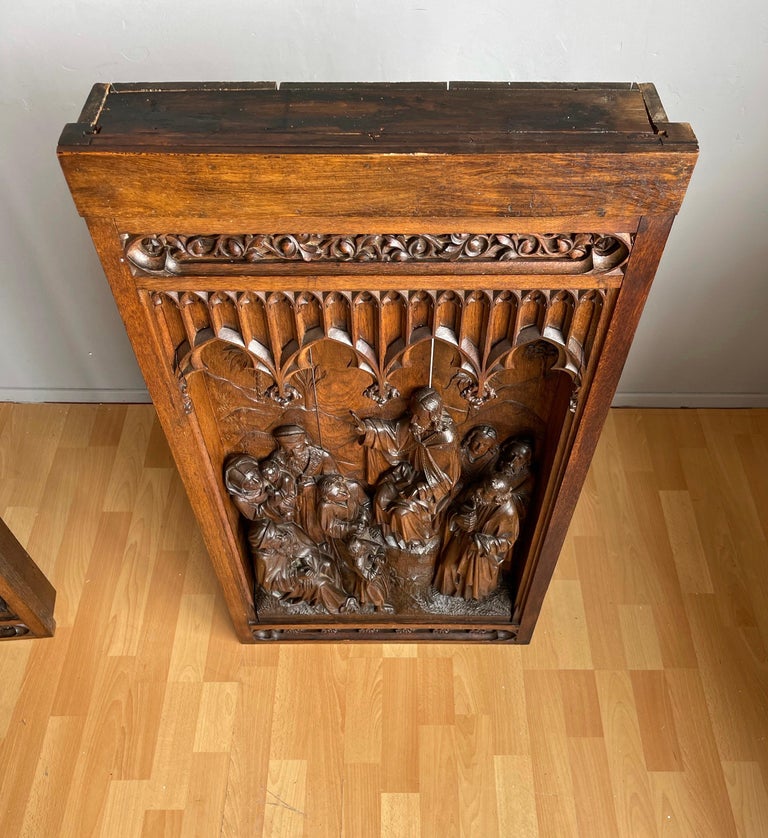 Antique Large Oak Panel Depicting Teachings of Jesus, Christ Sermon on ...