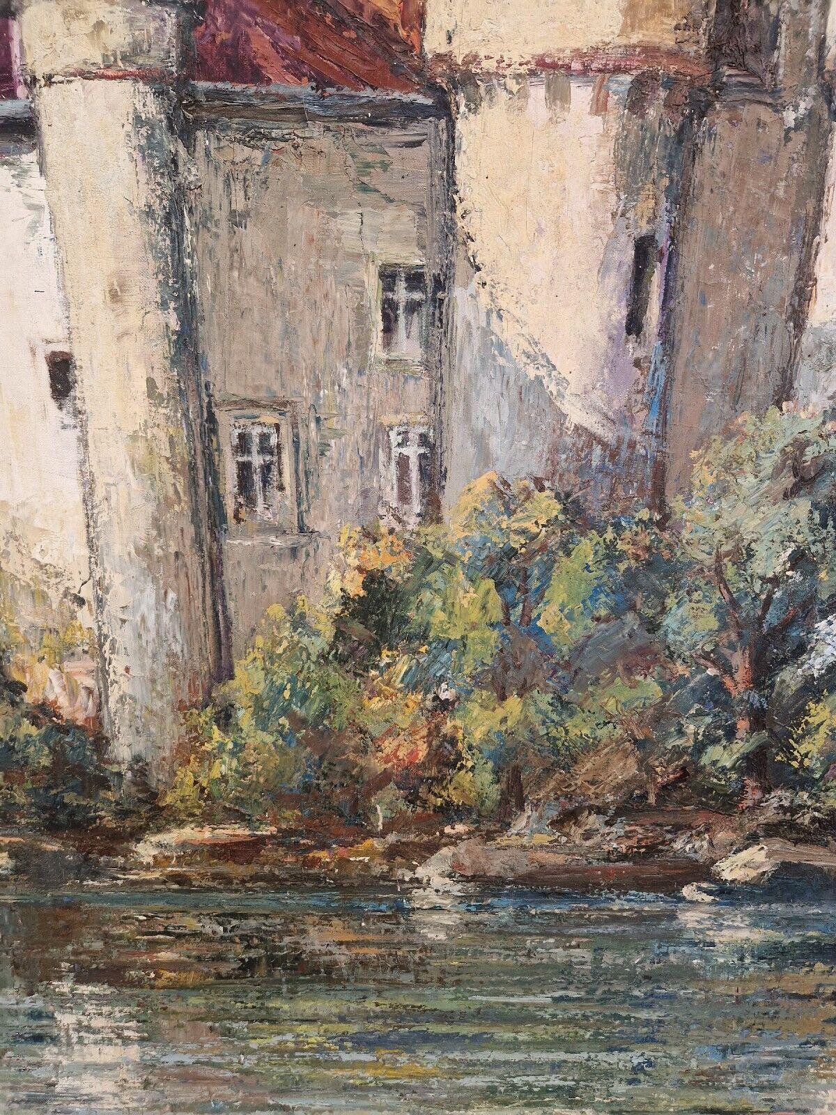 Antique Large Painting French Ecole "Vue de Chateau" For Sale at 1stDibs