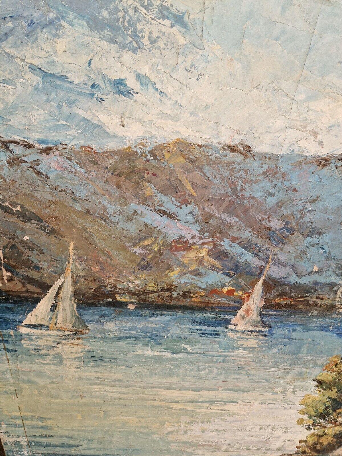 Antique Large Painting French Ecole "Vue de Chateau" For Sale at 1stDibs