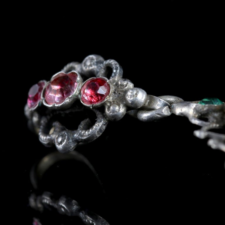 Antique Large Paste Stone Enamel Pendant Silver, For Sale at 1stDibs