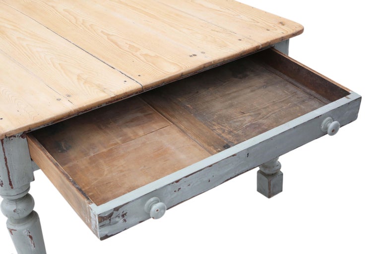 Antique Large Pine Scrub Top Kitchen Dining Table, 19th Century at 1stDibs